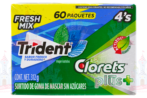 TRIDENT 4S FRESH MIX 24/60 ADAMS – EL CASTILLO DEL DULCE