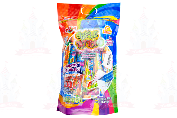 CHICLE TATOO BOLSA 24/100 DELICIAS – EL CASTILLO DEL DULCE