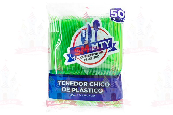 TENEDOR CHICO VERDE NEON 60/50 PZAS SMMTY – EL CASTILLO DEL DULCE