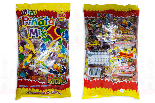 PAQUETE MINI PINATA MIX 10/100 PZA PICAO – EL CASTILLO DEL DULCE
