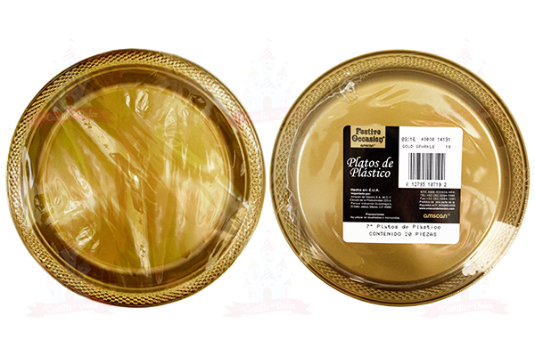 PLATO #7 DORADO 10/20 AMSCAN – EL CASTILLO DEL DULCE