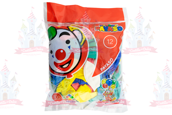 GLOBO PAYASO #12 30/100 PZS – EL CASTILLO DEL DULCE