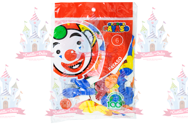 GLOBO PAYASO #6 75/100 PZS – EL CASTILLO DEL DULCE