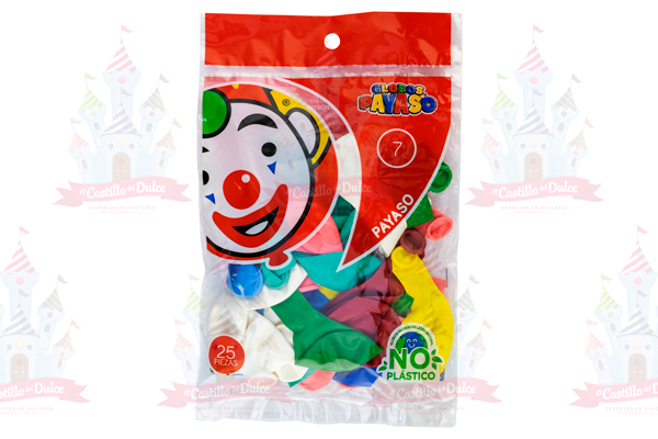 GLOBO PAYASO #7 200/25 PZS – EL CASTILLO DEL DULCE